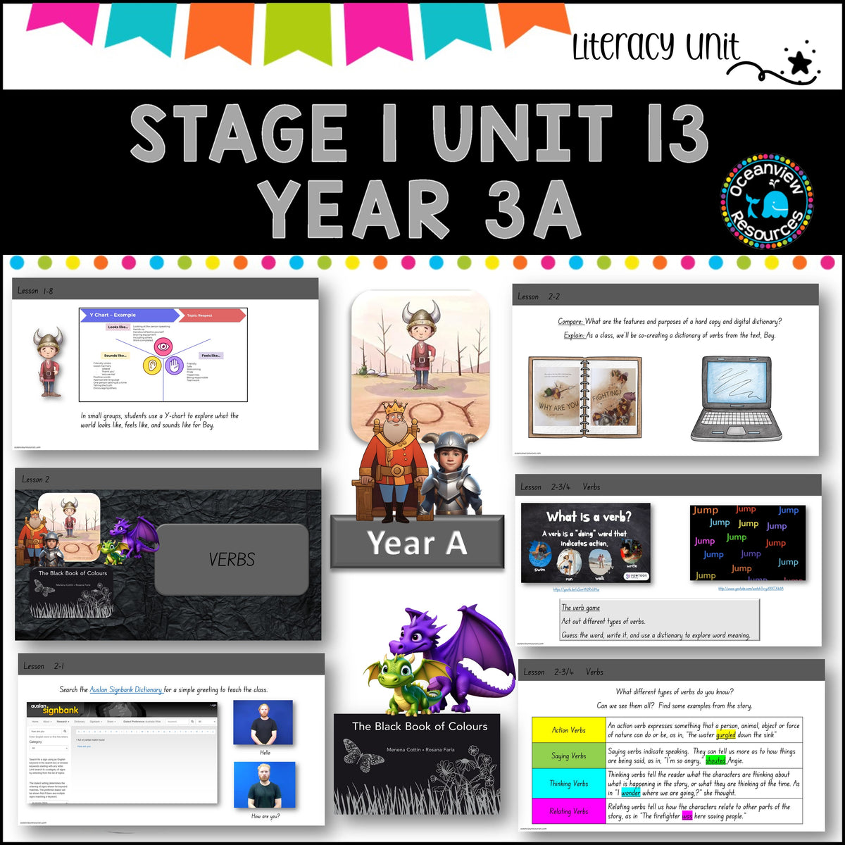 BOY & BLACK BOOK OF COLOURS English Stage 1 Unit 13- comp B (Term 3A)