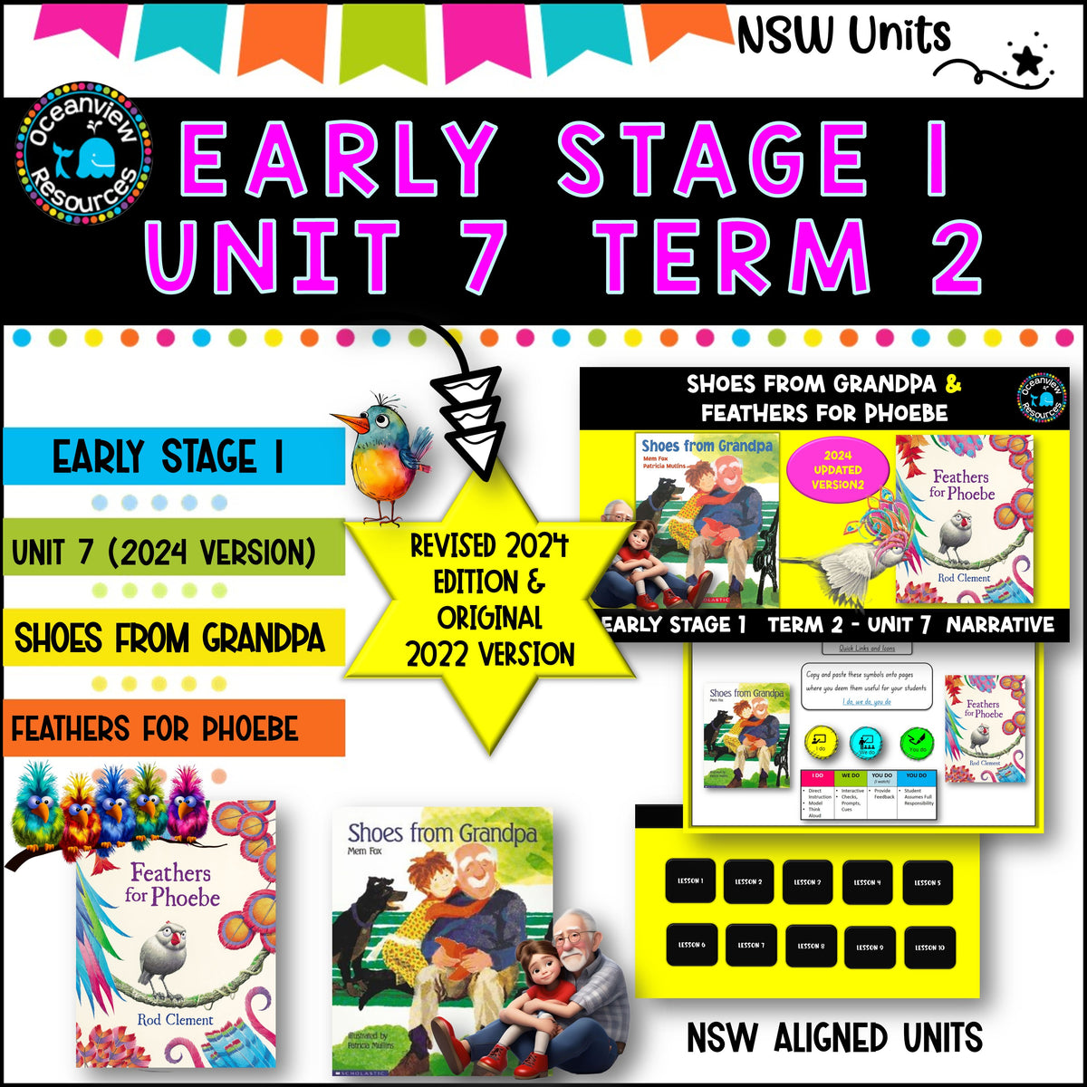 ES1 UNIT 7 (2024 update) SHOES FROM GRANDPA, FEATHERS FOR PHOEBE. NSW