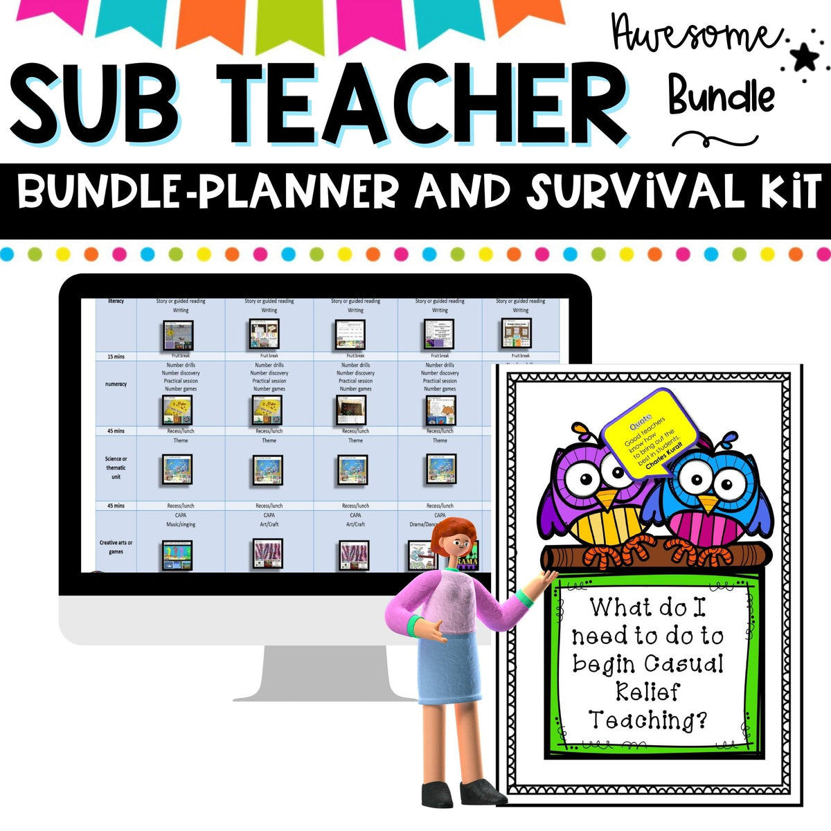 Teaching Handbook and Yearly Planner for Substitute teachers and Relie