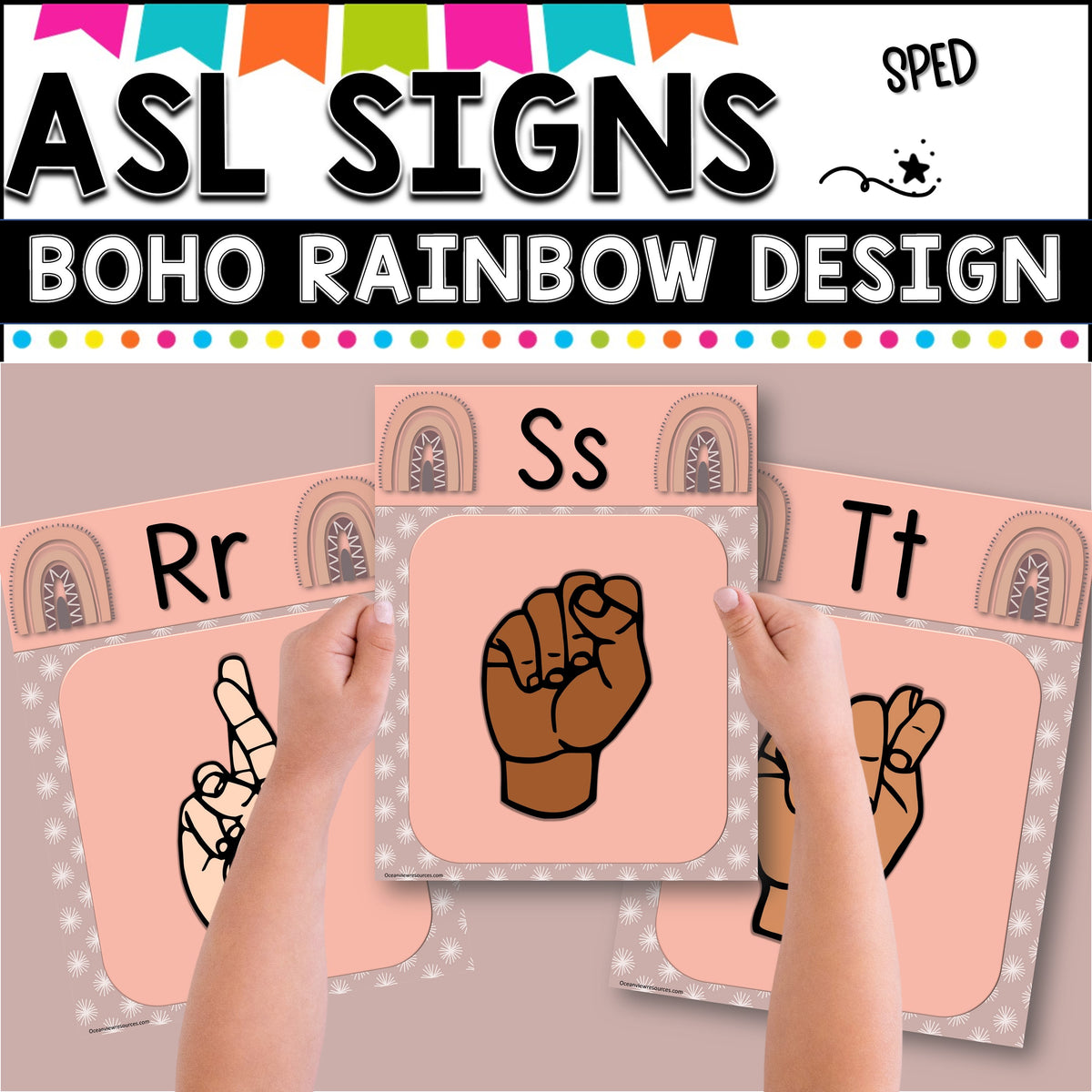 ASL Alphabet posters. BOHO RAINBOW