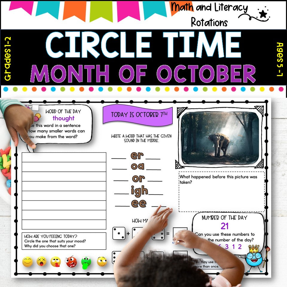 OCTOBER NO Prep - SUB Pack -Literacy and Number -Grades 1-2 (31 days w