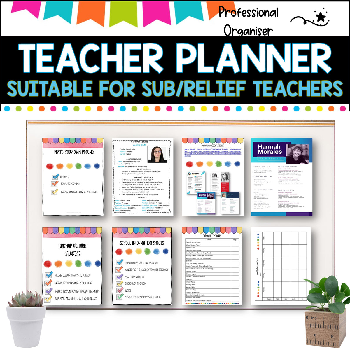 Teacher Planner with Calendars up to 2030- Ideal for Sub and Relief Te