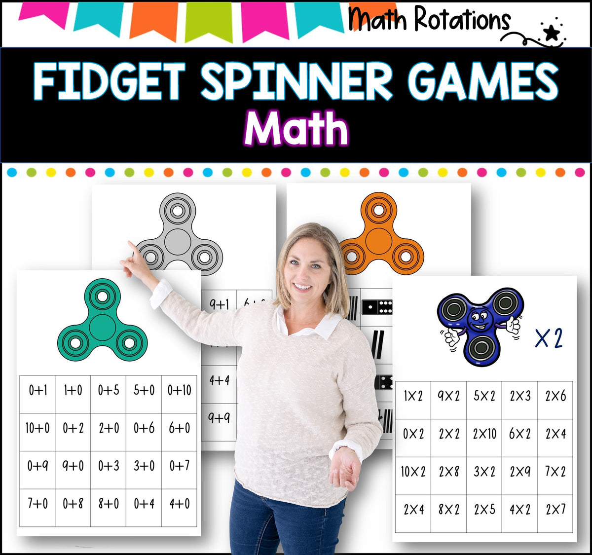 Fidget spinner math games I no prep I ideal for math groups and rotati