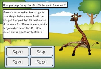 Number Problems for lower primary - Gerry the Giraffe SEESAW preloaded