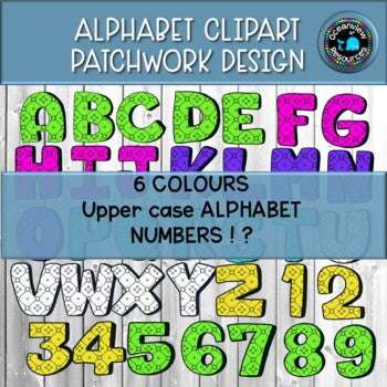 Alphabet Clipart- Patchwork Design 6 colors HUGE SET