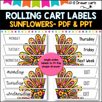 10 Drawer Rolling Cart Labels | BRIGHT SUNFLOWER DESIGN I Teacher Trol