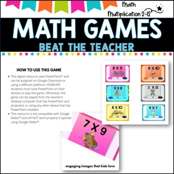 multiplication games 2 - 12 x tables l PowerPoint Game l BEAT THE TEAC