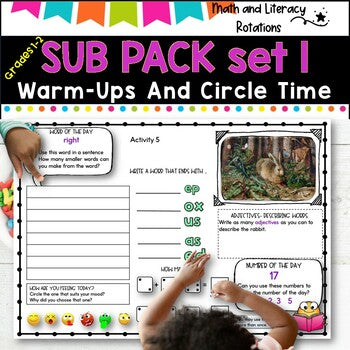 Emergency SUB PACK/PLANS- NO PREP -Literacy and Number -Grades 1-2 SET