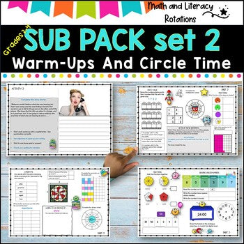 Emergency SUB PACK/PLANS- NO PREP -Literacy and Number -Grades 3-4 SET