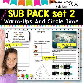 Emergency SUB PACK/PLANS NO PREP -Literacy and Number -Grades 1-2 SET