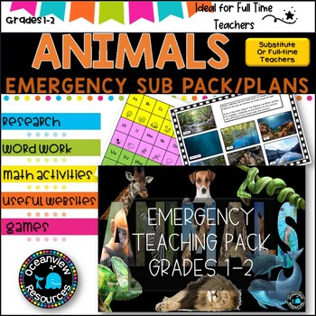 Grade 1-2 Emergency Sub Plans/SUB Pack (Animals)