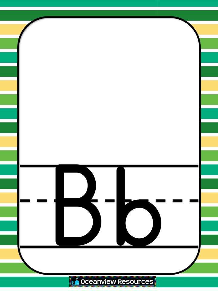 Alphabet Posters - GREEN CANDY STRIPE