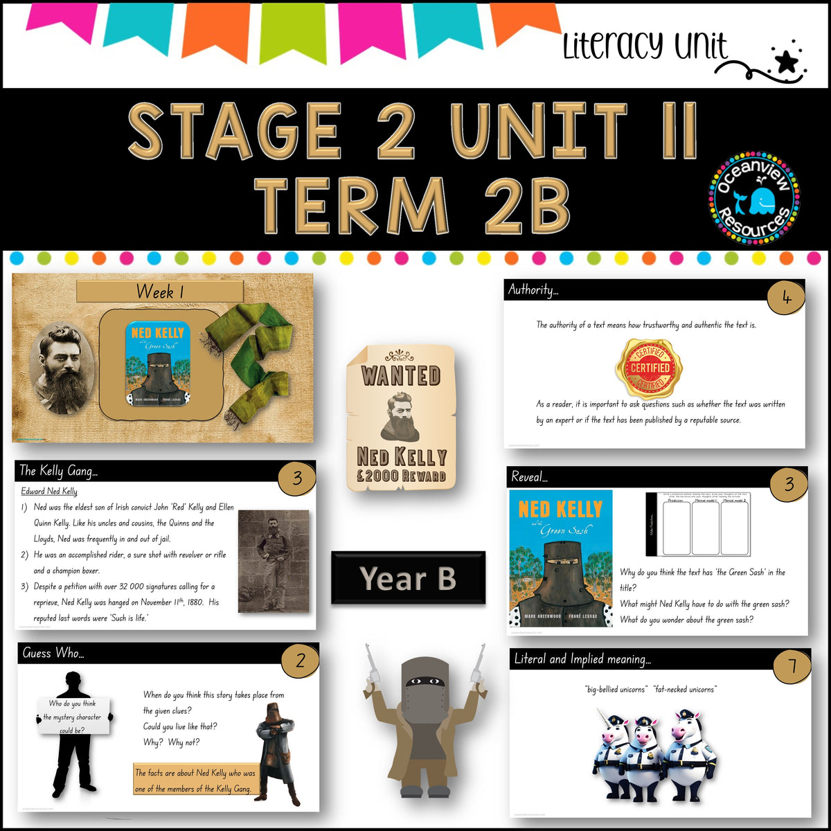 NED KELLY AND THE GREEN SASH -NSW Stage 2 Unit 11 support Unit- BOOK S