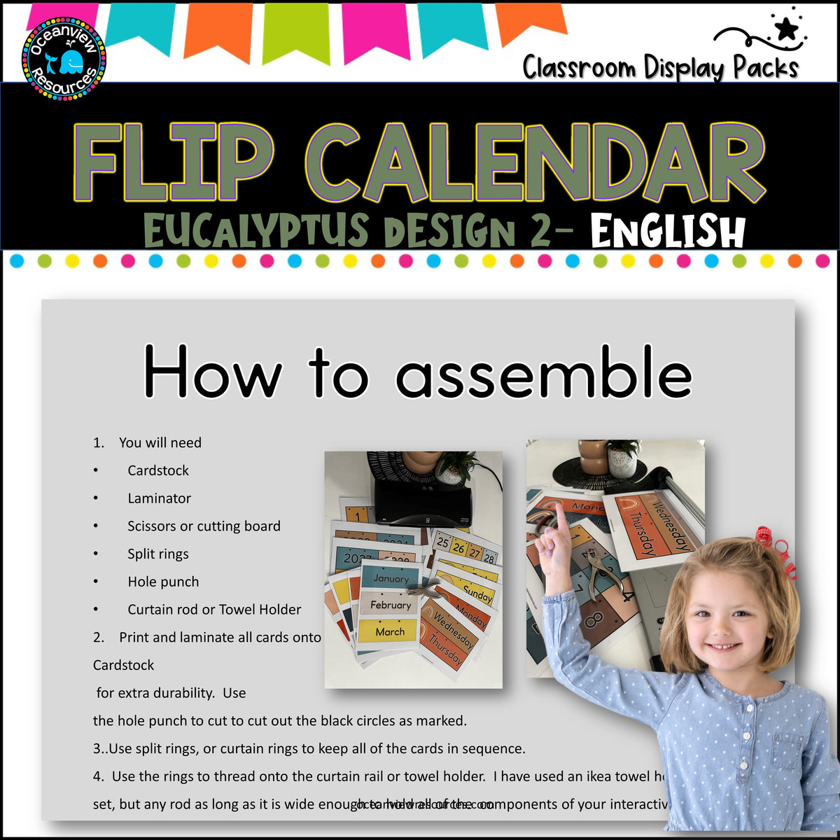 Perpetual Flip Calendars -dates, months, years - EUCALYPTUS 2 DESIGN