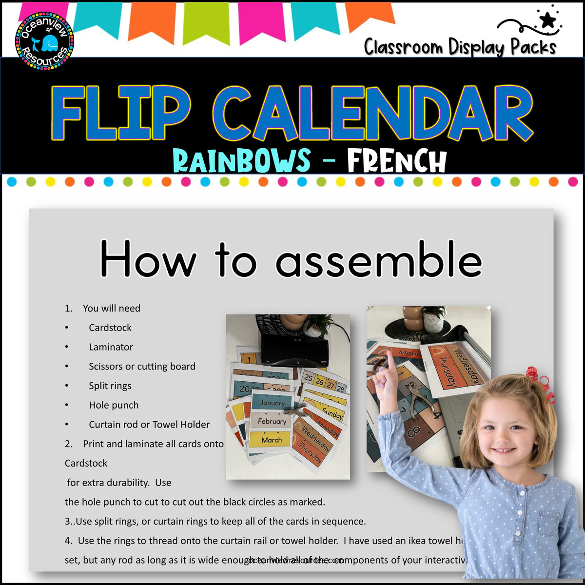 Perpetual Flip Calendars -dates, months, years - RAINBOW DESIGN-FRENCH