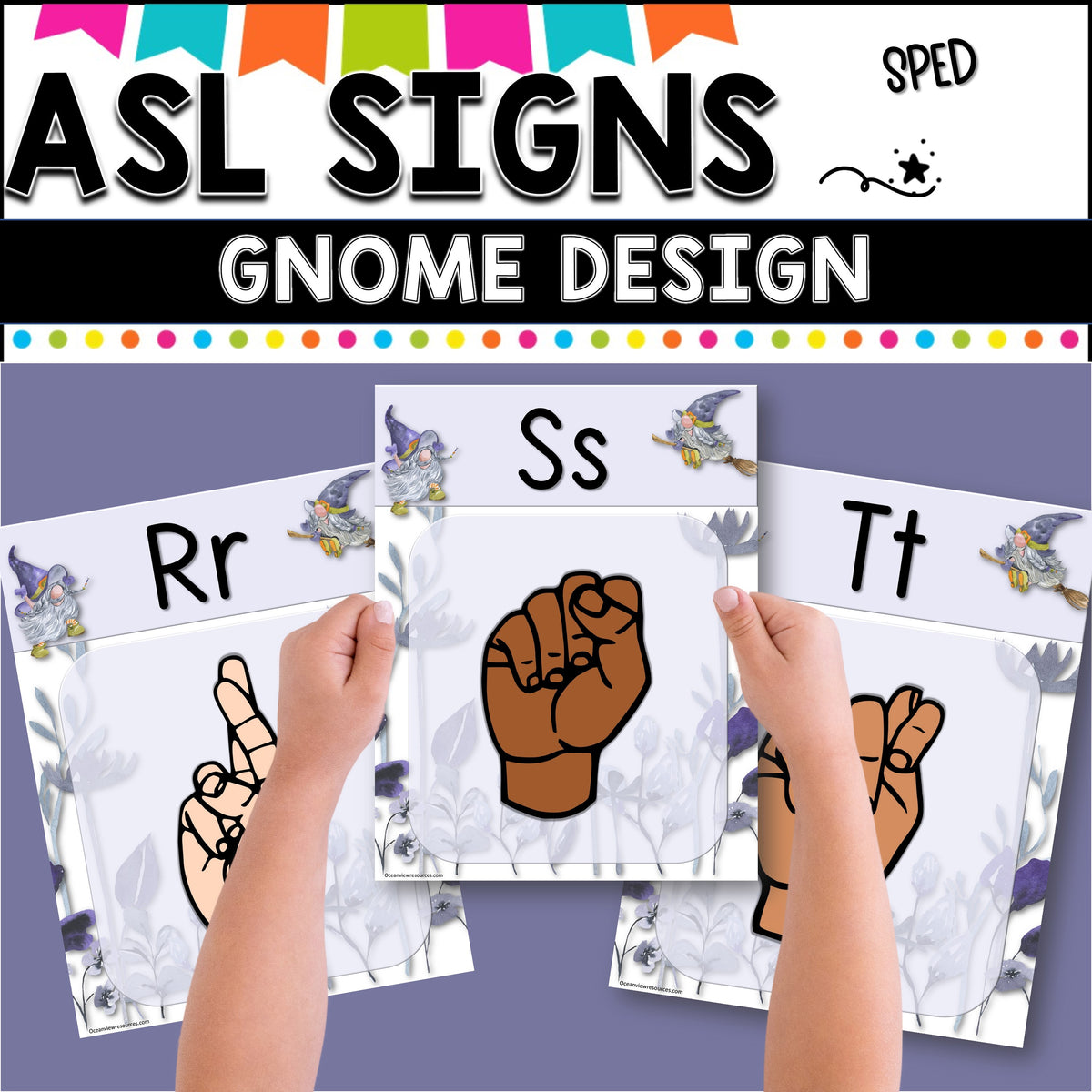 ASL Alphabet posters. FUN Gnome design