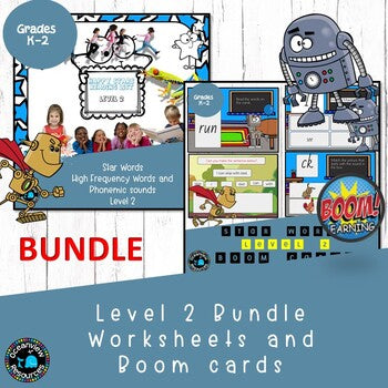 High Frequency words and Phonics bundle Set 2 - Boom cards and workshe