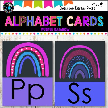 ALPHABET CARDS- Purple Rainbow Design